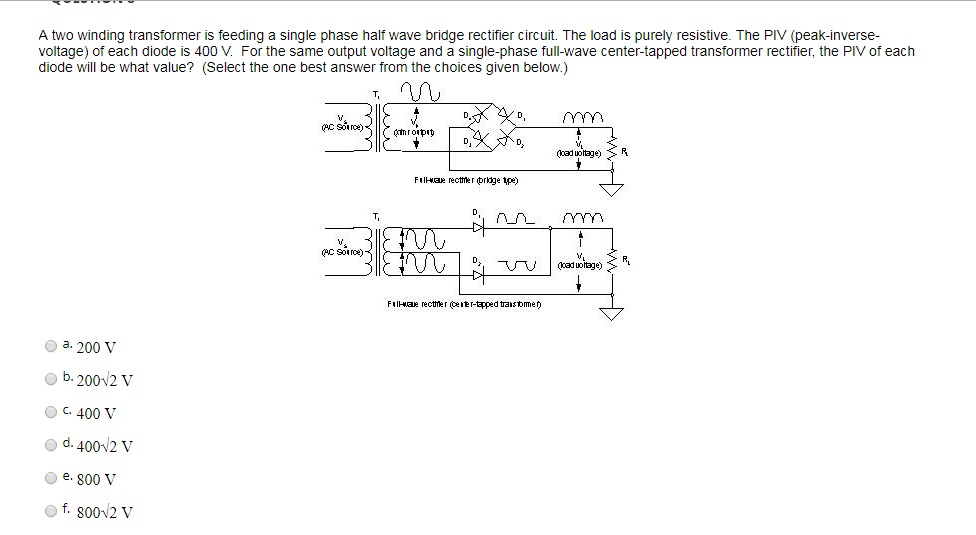 Solved A two winding transformer is feeding a single phase | Chegg.com