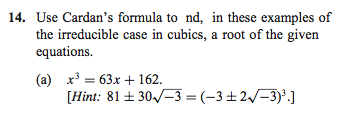 Solved Use Cardan's formula to nd, in these examples of the | Chegg.com