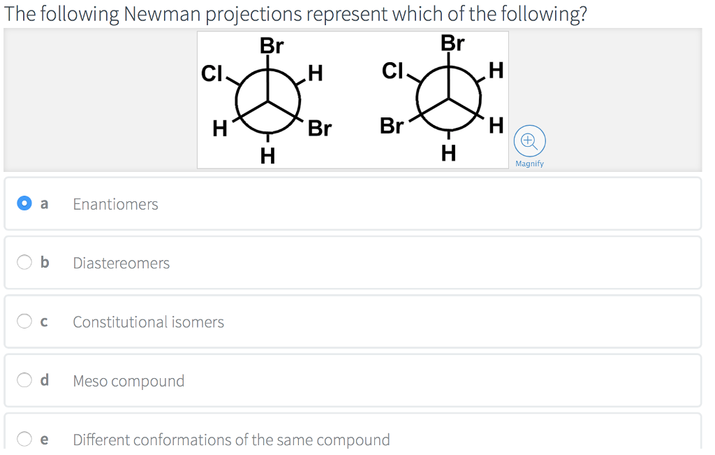 Solved The following Newman projections represent which of | Chegg.com