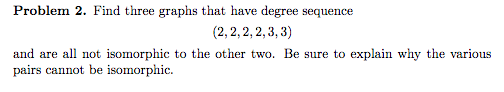 Solved Problem 2. Find three graphs that have degree | Chegg.com