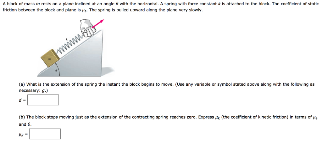 Solved A block of mass m rests on a plane inclined at an | Chegg.com