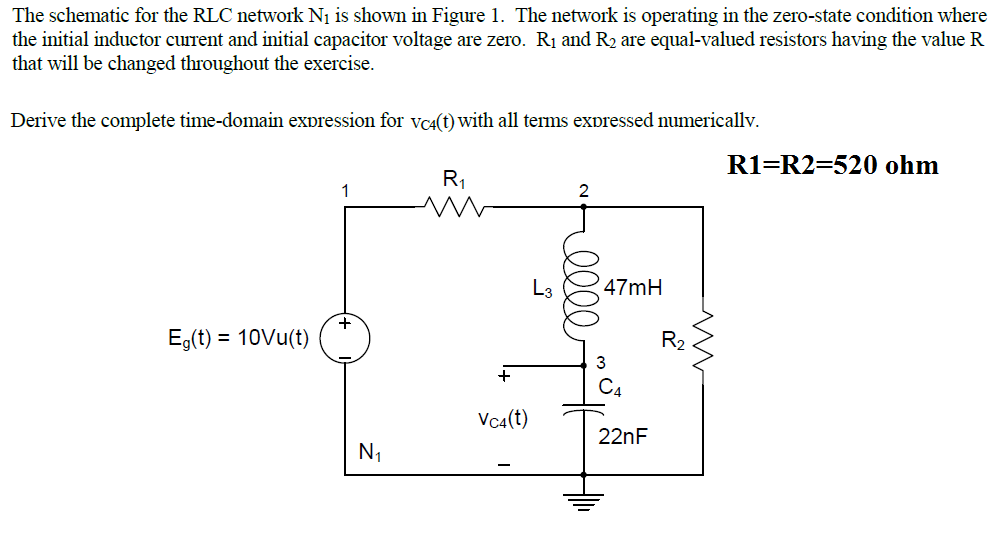 Solved The schematic for the RLC network N_1 is shown in | Chegg.com