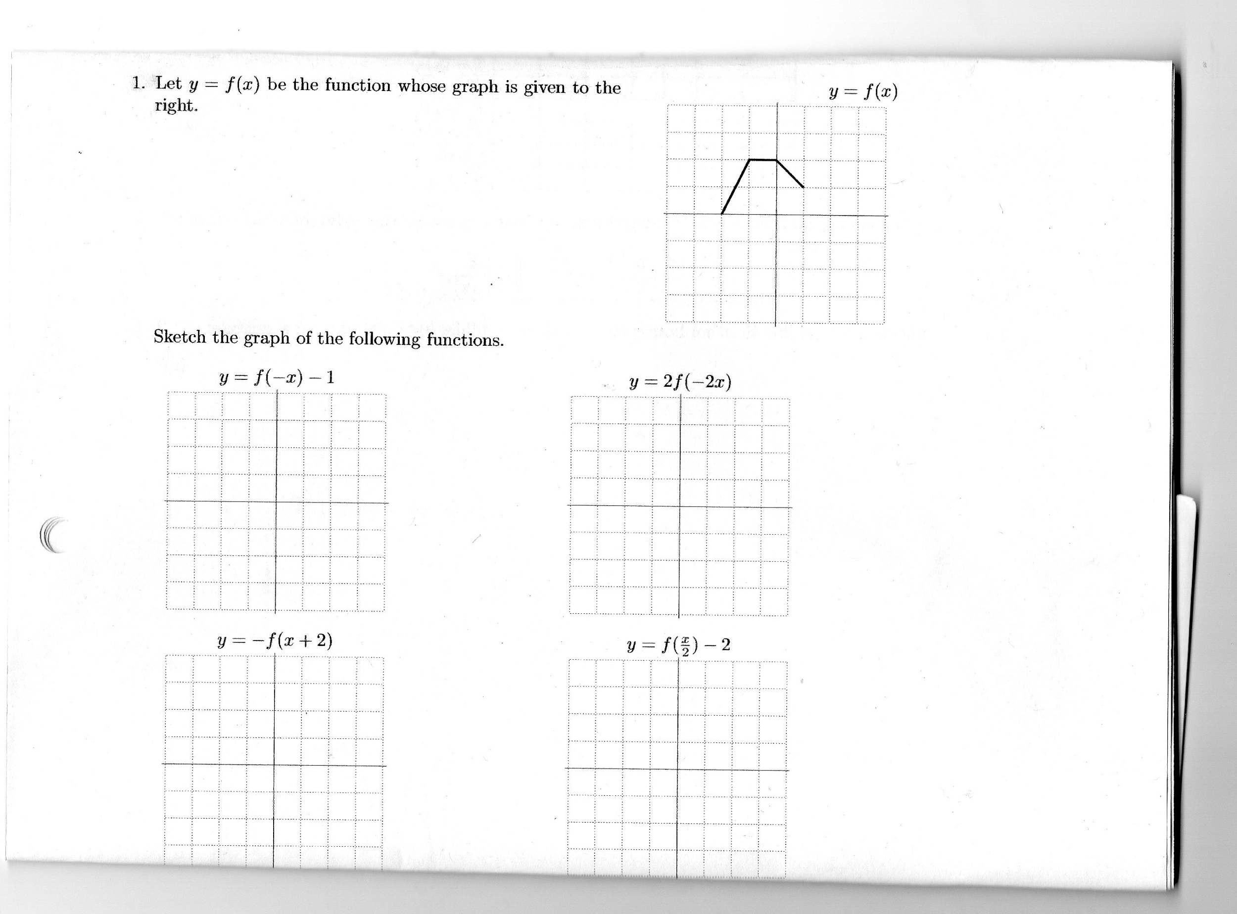 Solved 1. Let y = f(x) be the function whose graph is given | Chegg.com