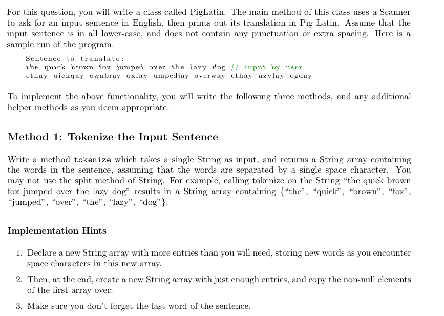 Solved Question 2: Pig Latin (60 points) Pig Latin is a | Chegg.com