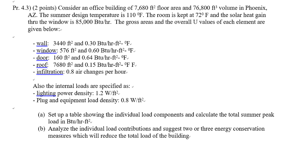 Consider an office building of 7, 680 ft^2 floor area | Chegg.com