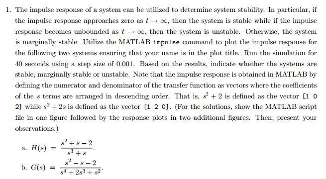 Solved The impulse response of a system can be utilized to | Chegg.com