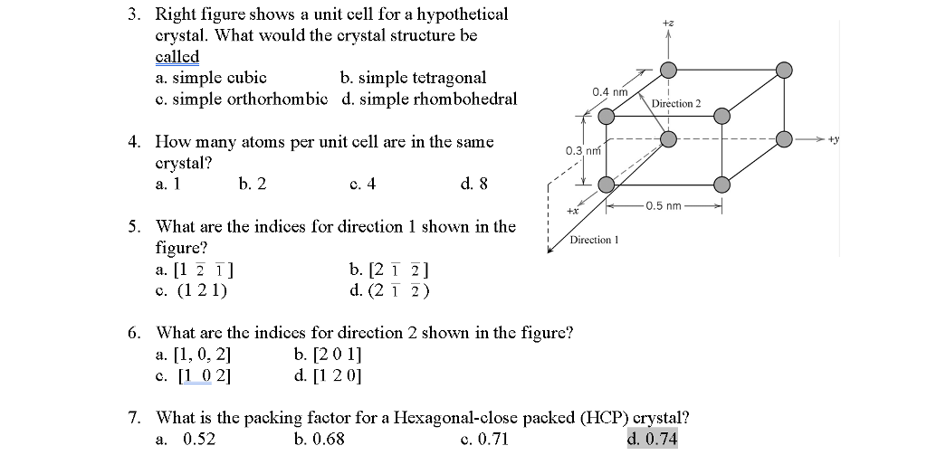 Solved 3. Right figure shows a unit cell for a hypothetical | Chegg.com