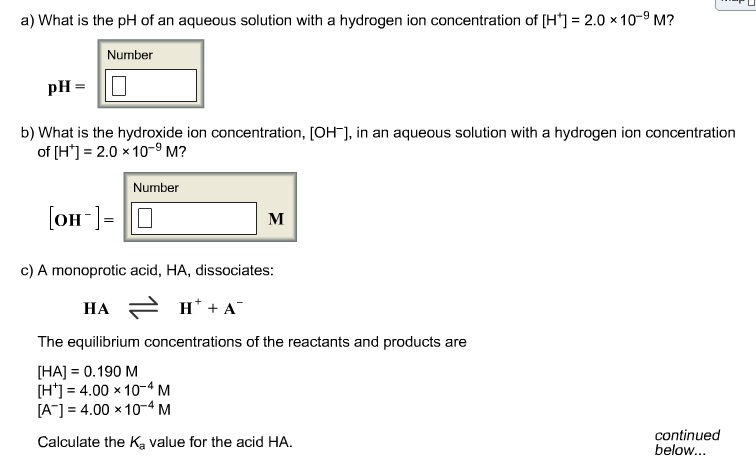 Solved What is the pH of an aqueous solution with a hydrogen | Chegg.com