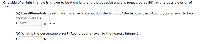 Solved One side of a right triangle is known to be 9 cm long | Chegg.com