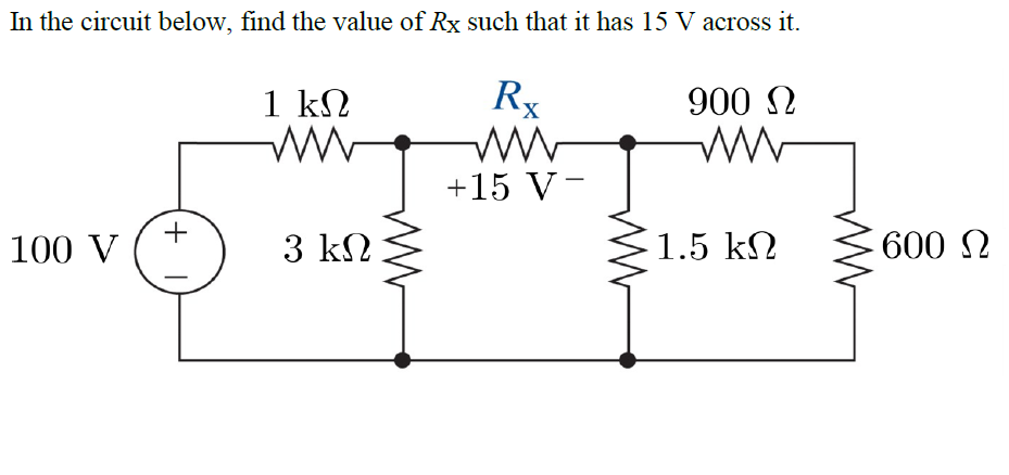 Solved In the circuit below, find the value of Rx such that | Chegg.com