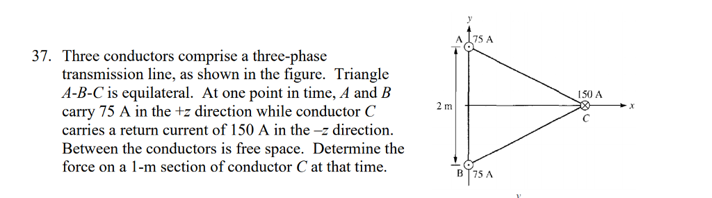 Solved 37. Three conductors comprise a three-phase | Chegg.com