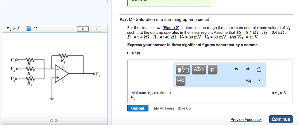 Solved Part C Saturation of a summing op amp circuit For the | Chegg.com