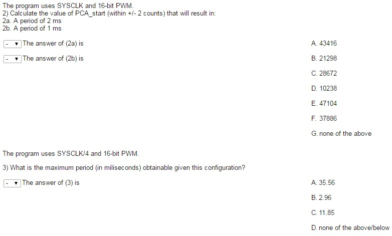 Solved The program uses SYSCLK and 16-bit PWM. Calculate | Chegg.com