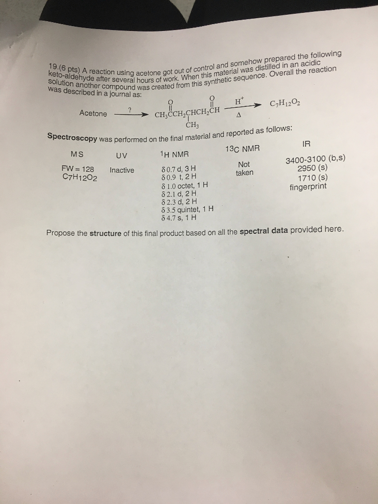 Solved en using acetone got out of control and somehow | Chegg.com
