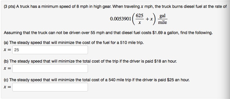 Solved A truck has a minimum speed of 8 mph in high gear. | Chegg.com