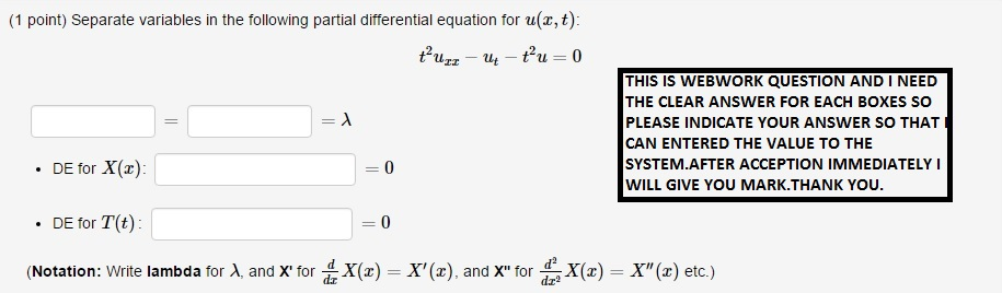 Solved Separate variables in the following partial | Chegg.com