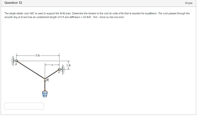 Solved The single elastic cord ABC is used to support the | Chegg.com