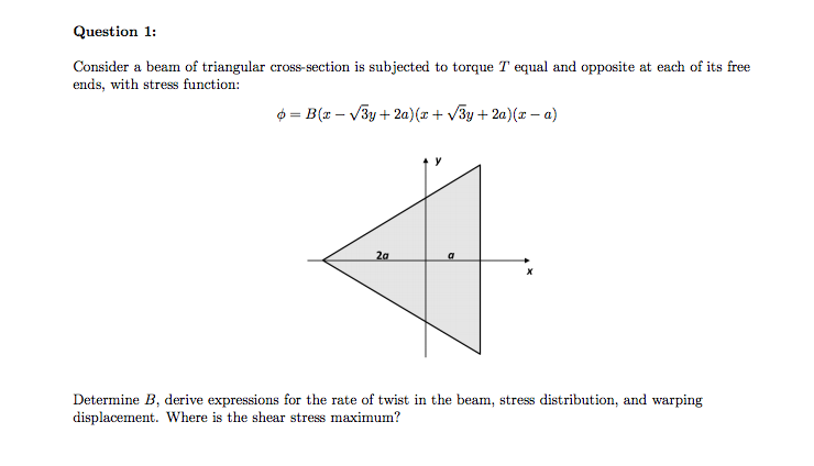 Consider a beam of triangular cross-section is | Chegg.com