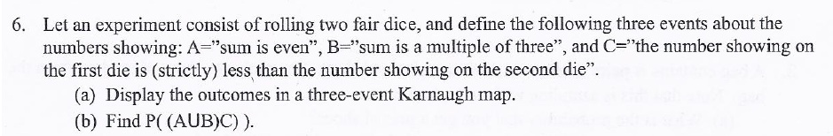 Let an experiment consist of rolling two fair dice, | Chegg.com