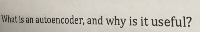 Solved What is an autoencoder, and why is it useful? | Chegg.com