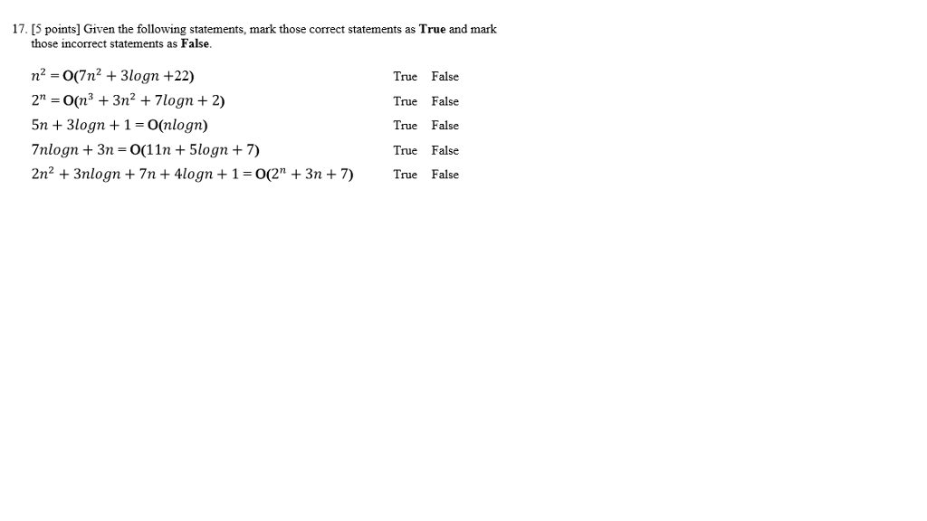 Solved Given the following statements, mark those correct | Chegg.com