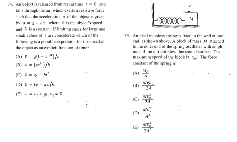 Solved An Object Is Released From Rest At Time T 0 And 