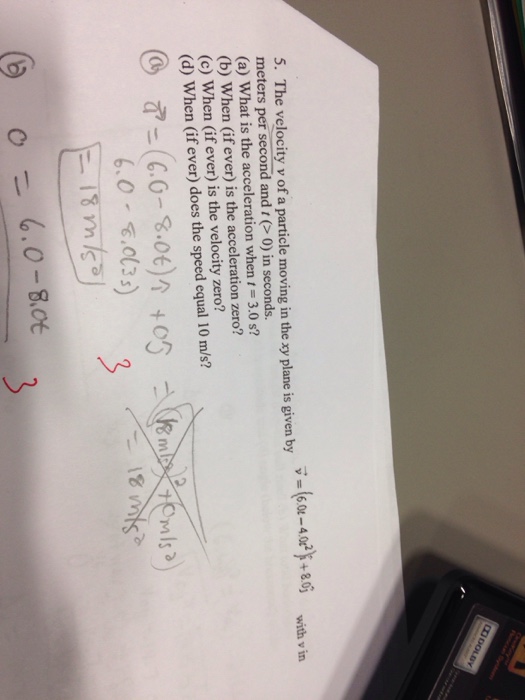 Solved The velocity v of a particle moving in the xy plane | Chegg.com
