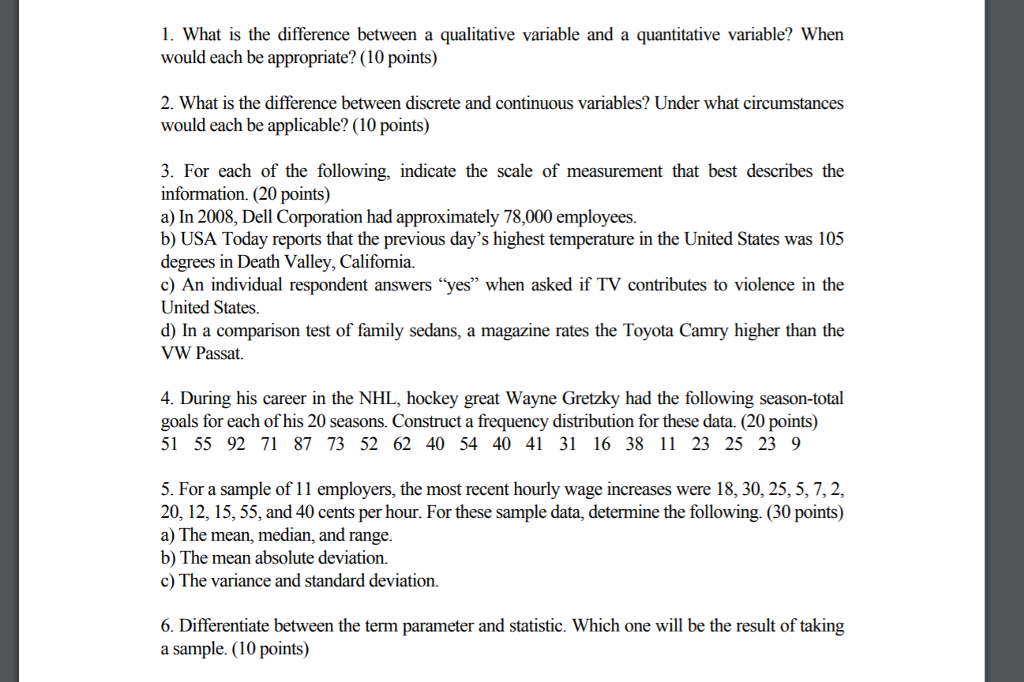 Solved 1. What is the difference between a qualitative | Chegg.com