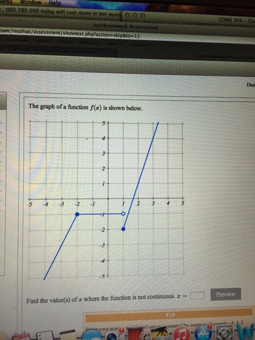 Solved The graph of a function f(x) is shown below. Find | Chegg.com