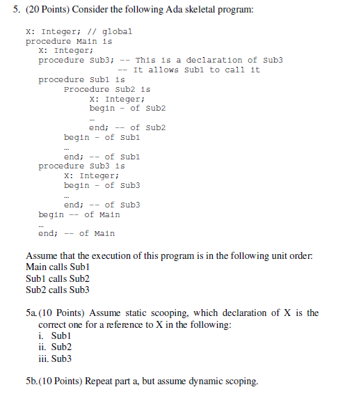 Consider the following Ada skeletal program: X: | Chegg.com