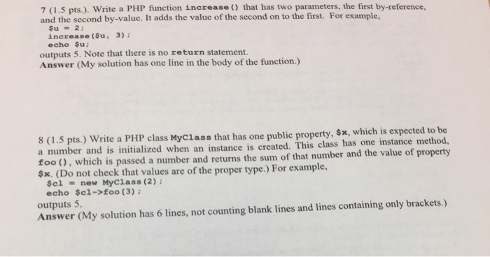 Solved Write A Php Function Increase That Has Two 1322