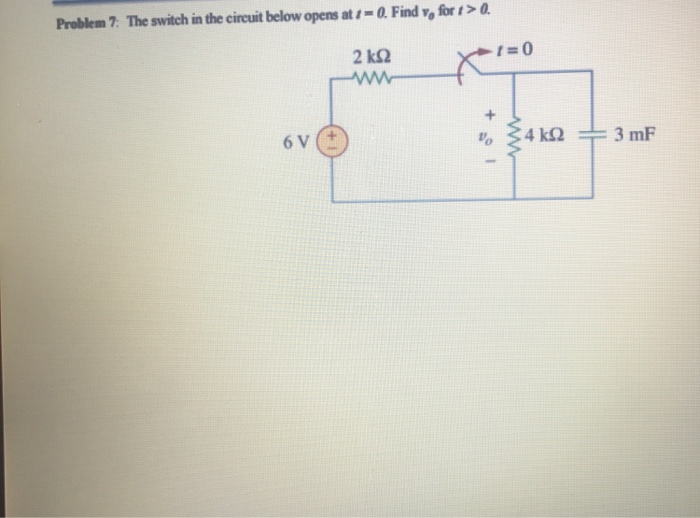 Solved the switch in the circuit below opens at t = 0. Find | Chegg.com