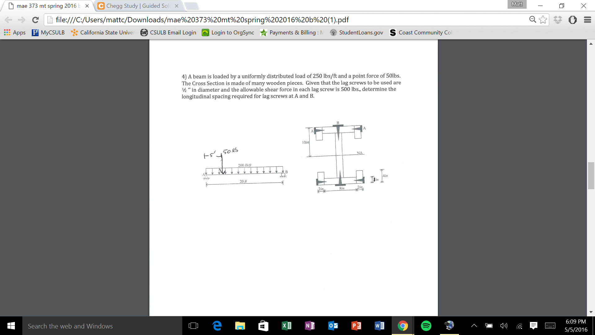 Solved A beam is loaded by a uniformly distributed load of | Chegg.com