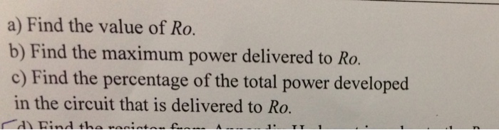 Solved Part II A variable resistor Ro is connected across | Chegg.com