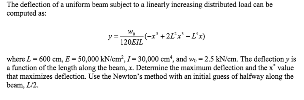 The deflection of a uniform beam subject to a | Chegg.com