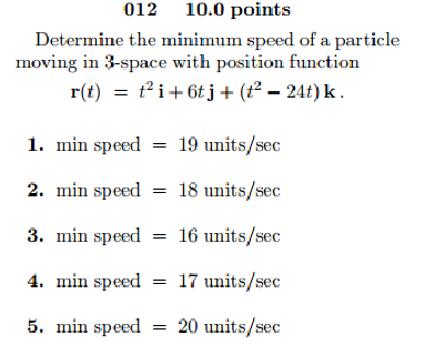 Solved Determine t he minimum speed of a particle moving in | Chegg.com
