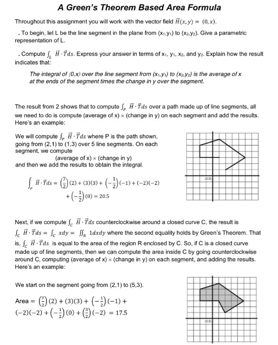 Solved A Green's Theorem Based Area Formula Throughout this | Chegg.com