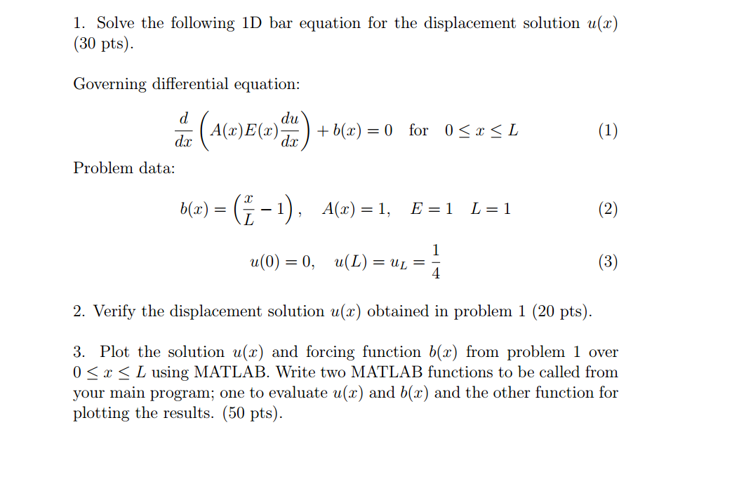 Solved Solve the following ID bar equation for the | Chegg.com
