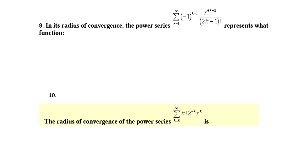 Solved In its radius of convergence, the power series | Chegg.com