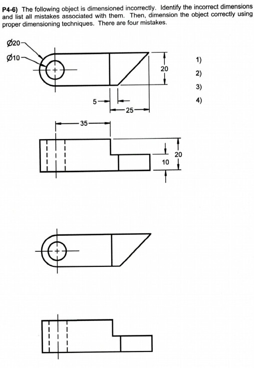 Solved P4-6) The following object is dimensioned | Chegg.com