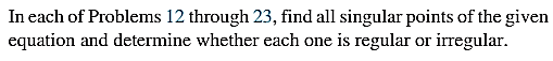 Solved In each of Problems 12 through 23, find all singular | Chegg.com