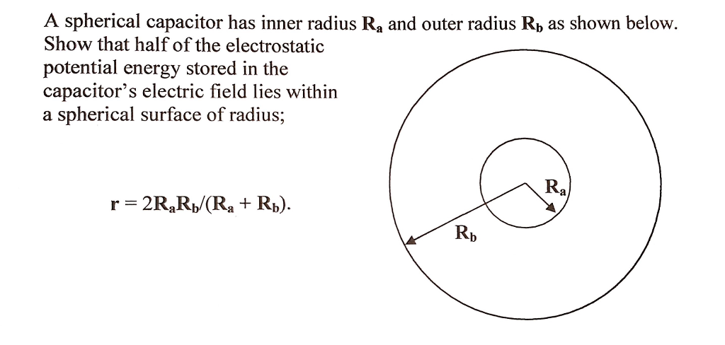 Solved A spherical capacitor has inner radius R_a and outer | Chegg.com