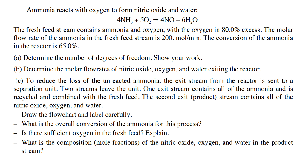 Ammonia reacts with oxygen to form nitric oxide and | Chegg.com