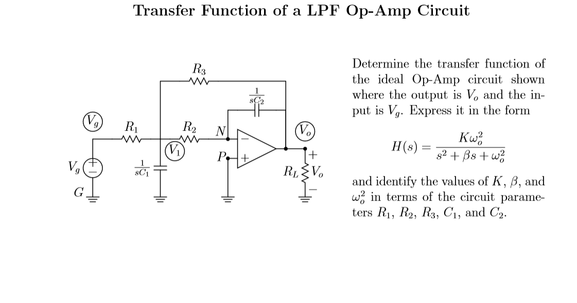 Solved Transfer Function of a LPF Op-Amp Circuit Determine | Chegg.com
