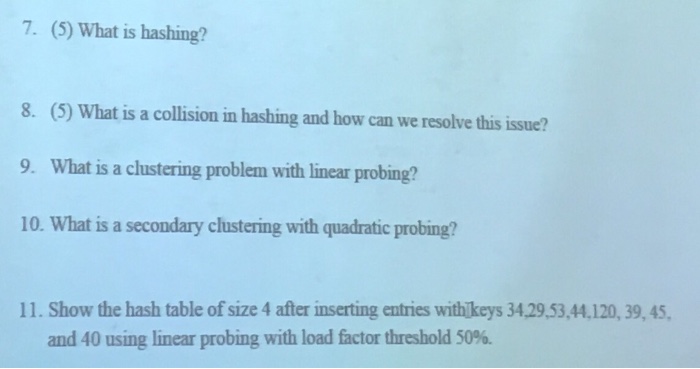 Solved What is hashing? What is a collision in hashing and | Chegg.com