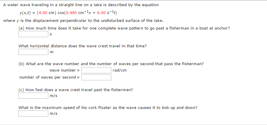 Solved A water wave traveling in a straight line on a lake | Chegg.com