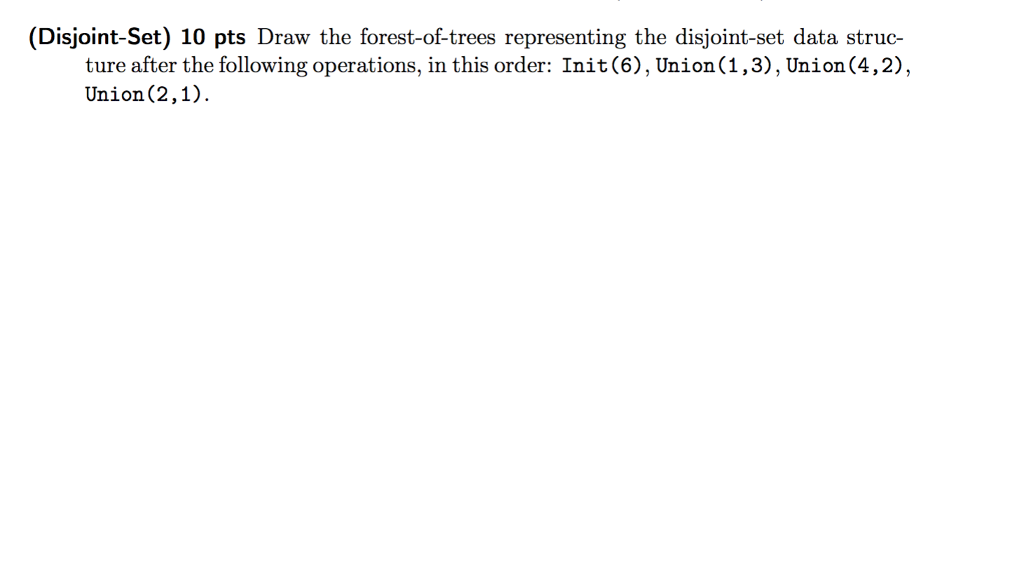 Solved (Disjoint-Set) 10 pts Draw the forest-of-trees | Chegg.com