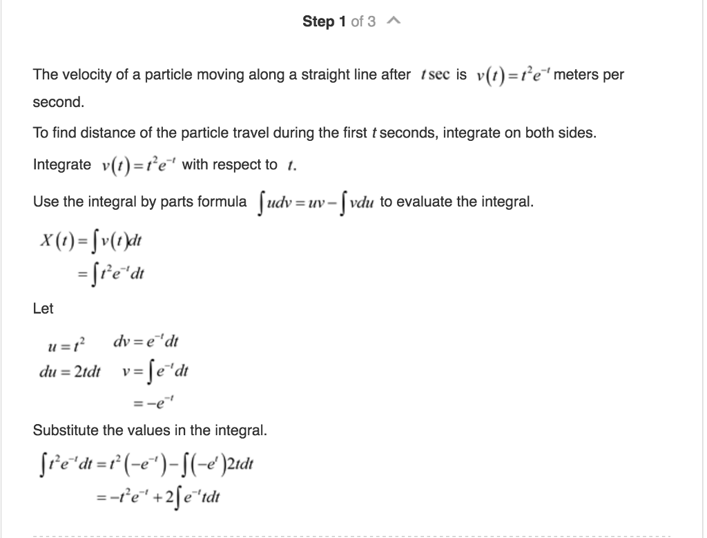 Solved Step 1 of 3 A The velocity of a particle moving along | Chegg.com