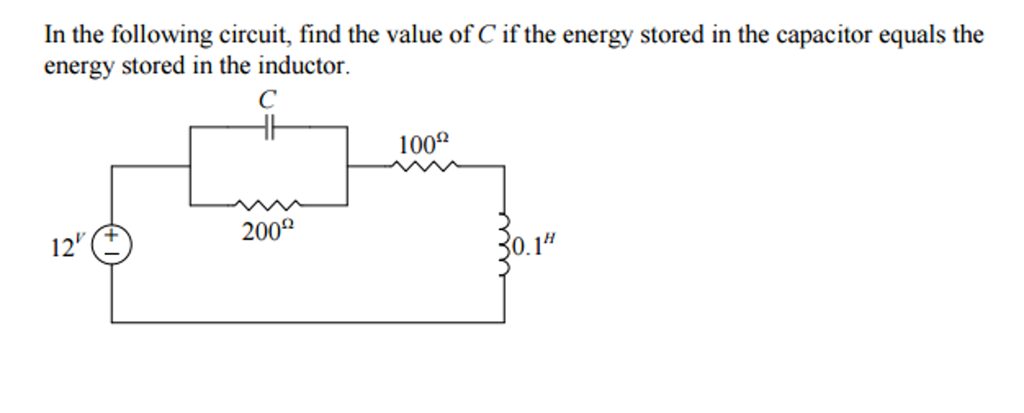 Solved In the following circuit, find the value of C if the | Chegg.com