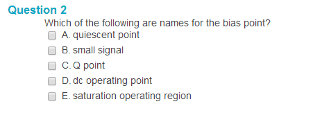 Solved Which of the following are names for the bias point? | Chegg.com